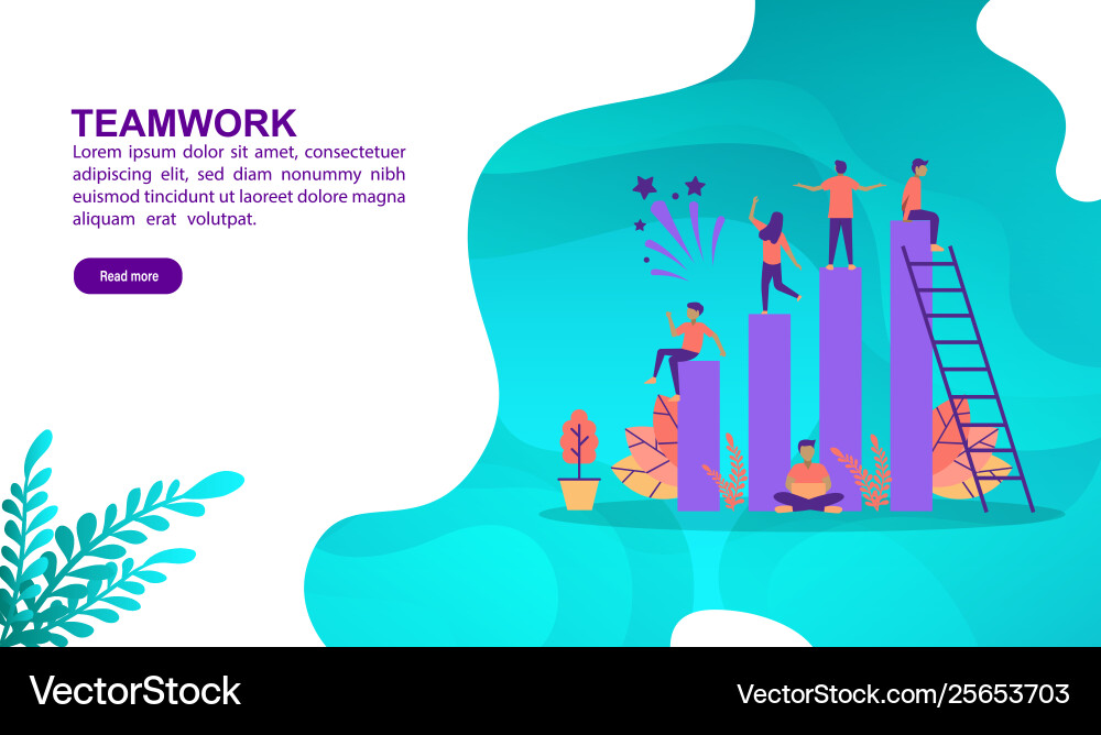 Teamwork concept with character template Vector Image
