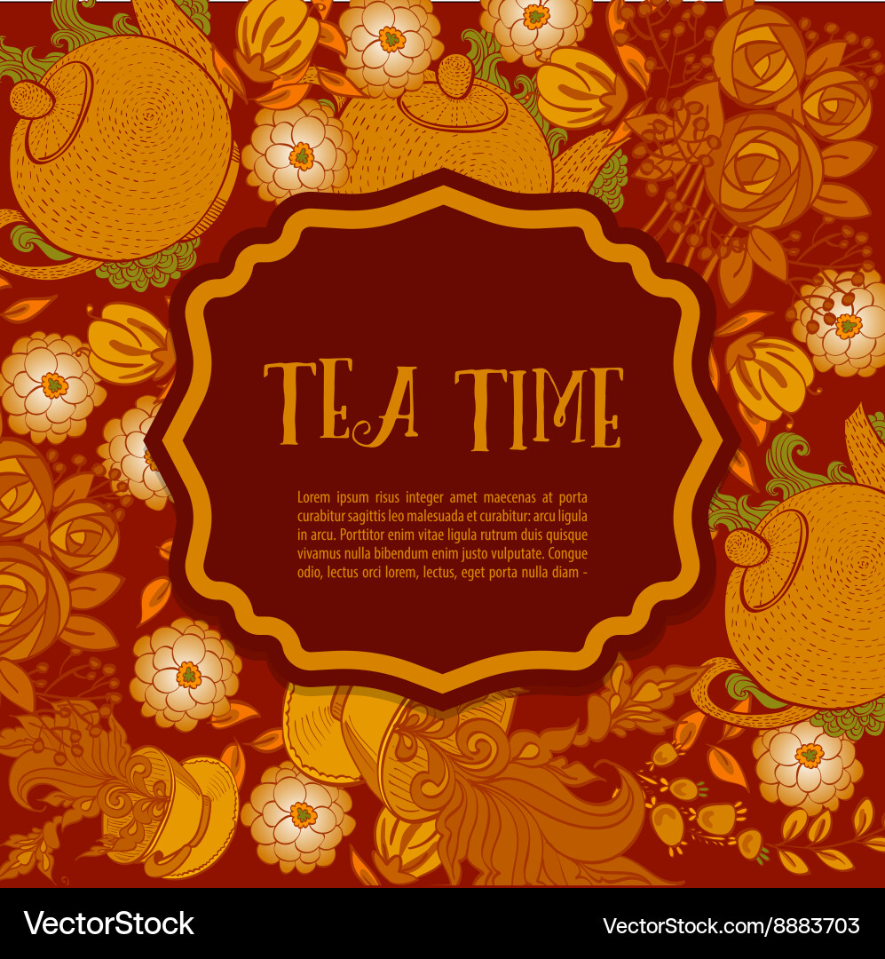 Time to drink tea trendy poster Royalty Free Vector Image