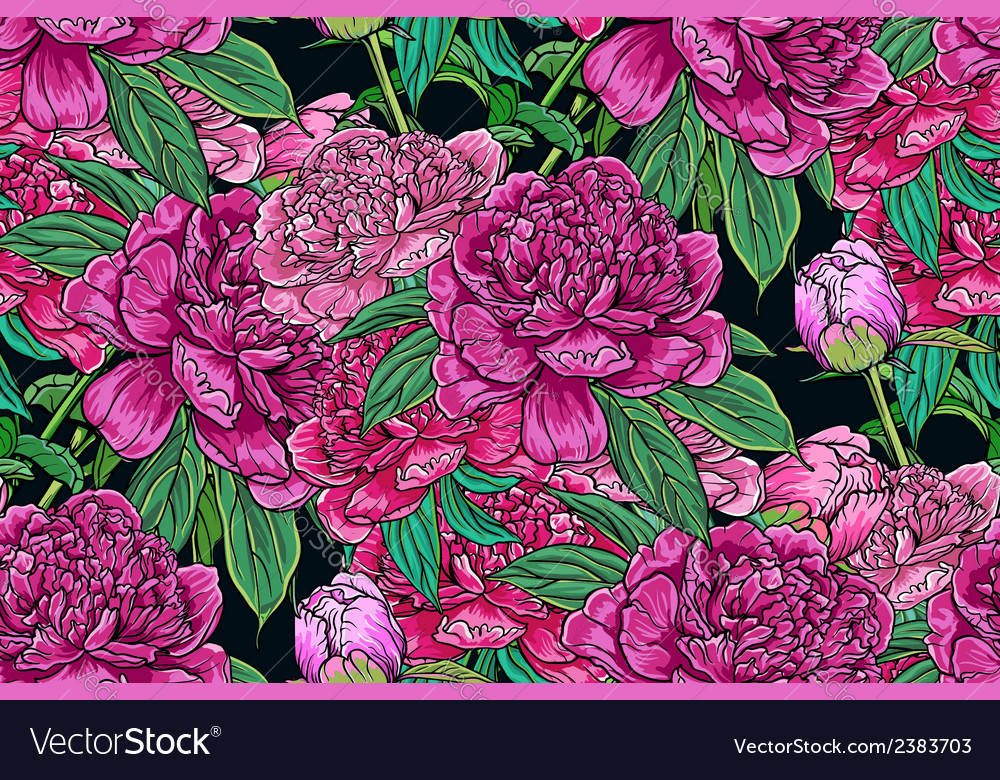 Vintage floral seamless pattern with peonies Vector Image