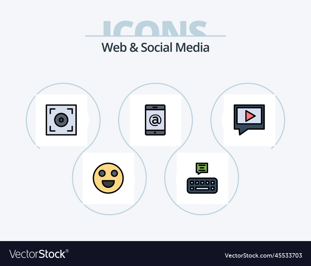 Web and social media line filled icon pack 5 icon Vector Image