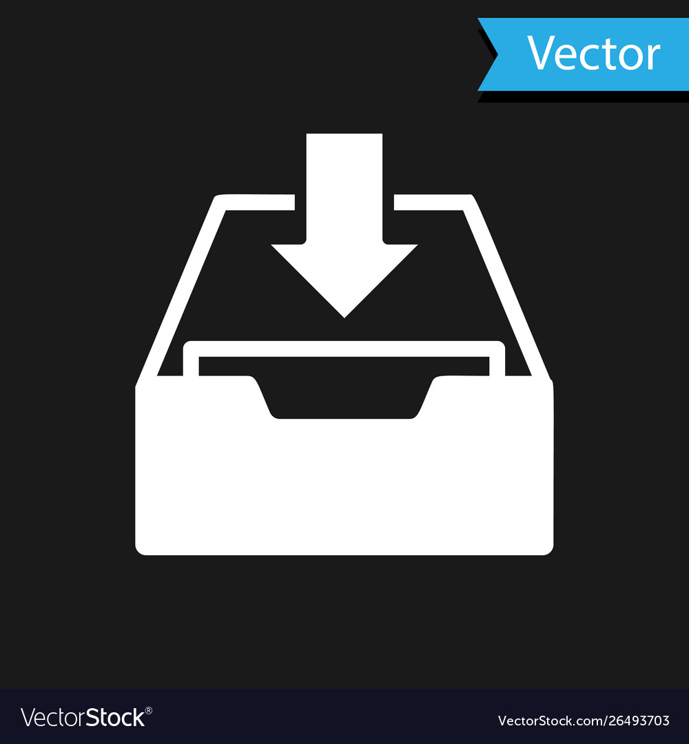 White download inbox icon isolated on black Vector Image White download inbox icon isolated on black Vector Image