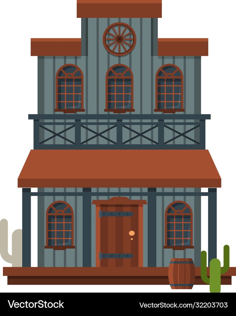 Wild west wooden building architectural Royalty Free Vector