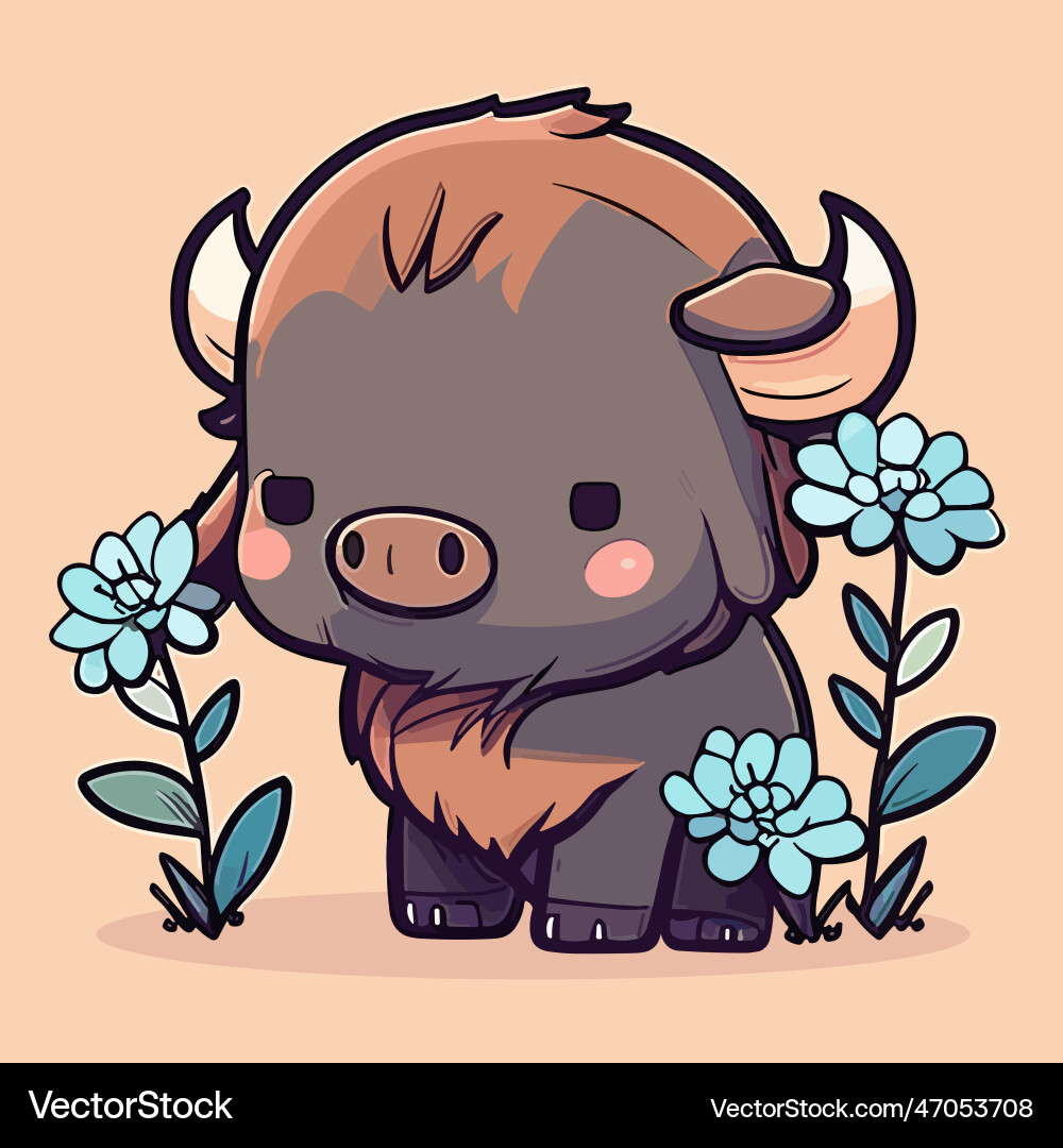 A cartoon bison that is cartoon character Vector Image