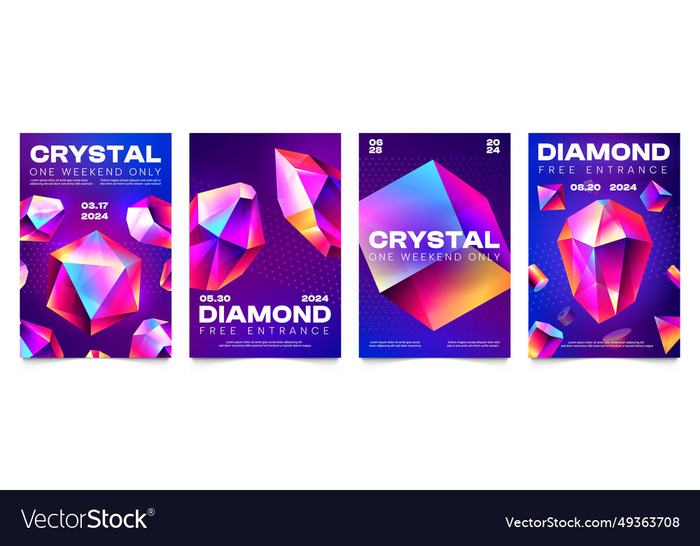 Abstract crystal posters triangular gemstone Vector Image