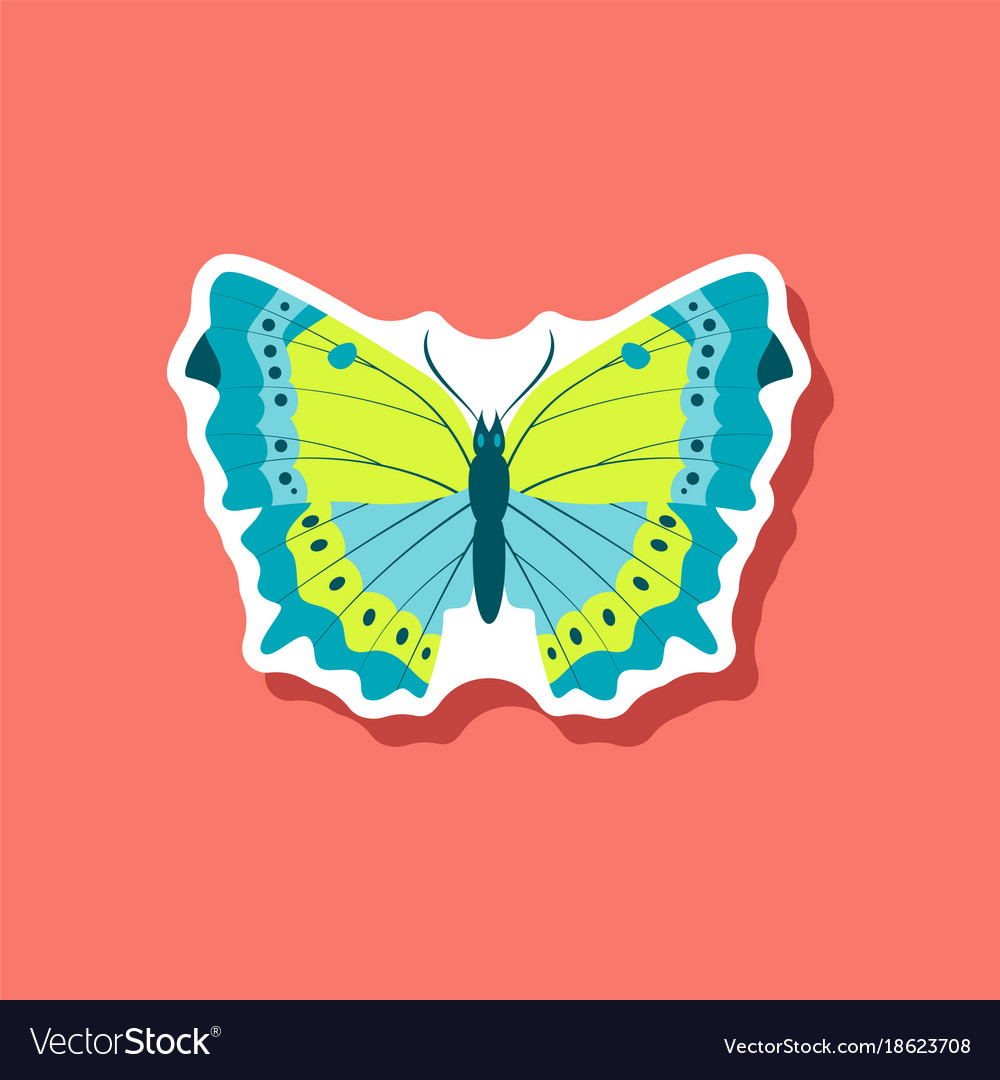 Butterfly Paper Sticker On Stylish Background Vector Image