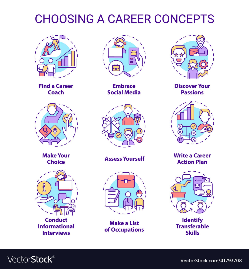 Choosing career concept icons set Royalty Free Vector Image