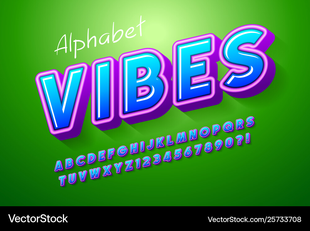 Colorful 3d display font design alphabet letters Vector Image
