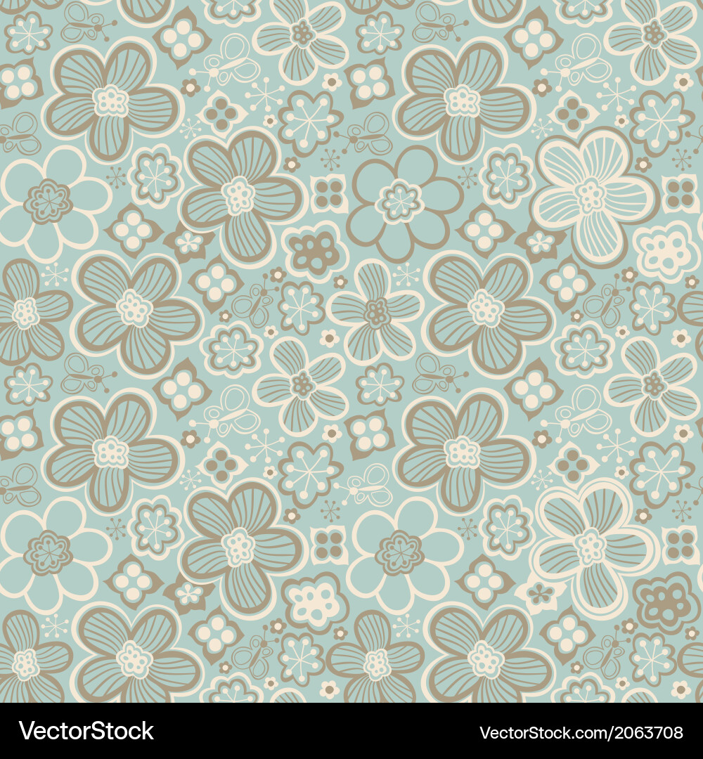 Colorful floral seamless pattern in cartoon style Vector Image