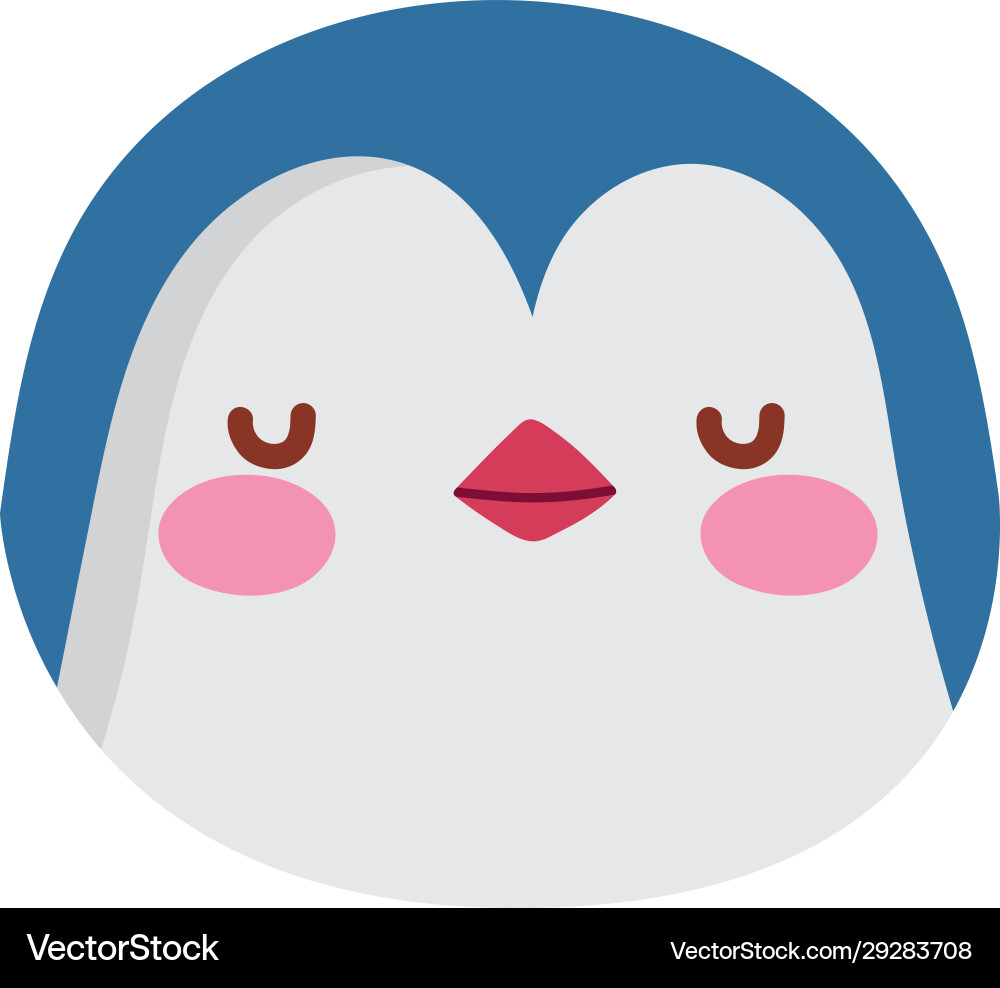 Cute penguin face cartoon character on white Vector Image