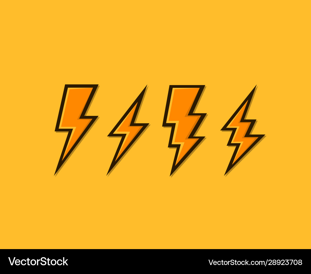 Electric lightning set icons on a orange Vector Image