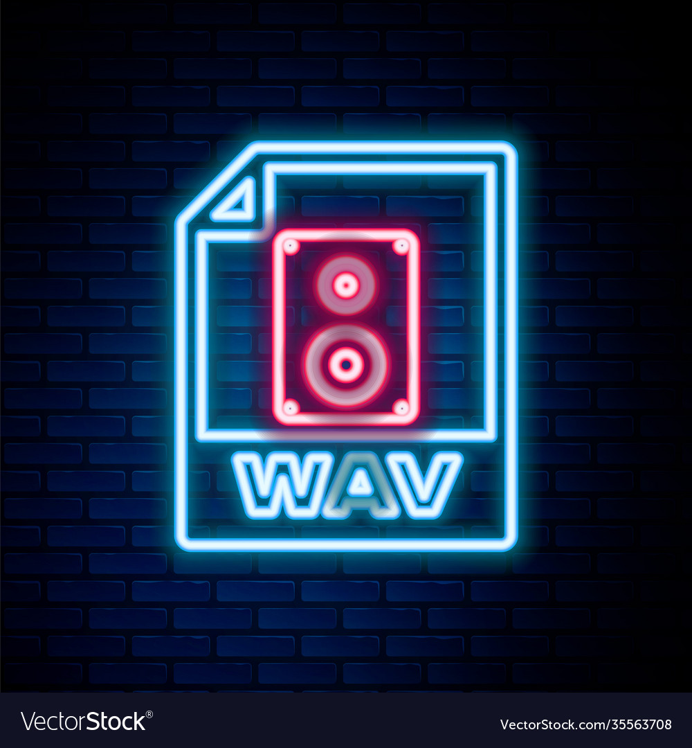 Glowing neon line wav file document download wav Vector Image