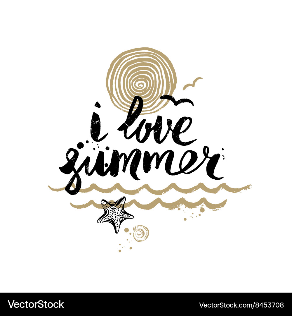 I love summer - hand drawn Royalty Free Vector Image