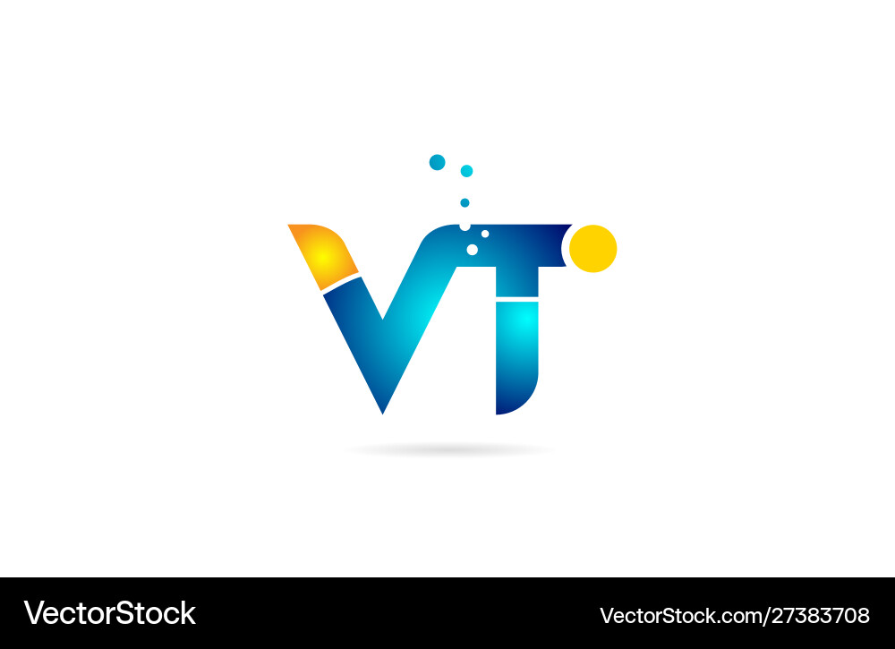 Letter combination vt v t orange blue alphabet Vector Image