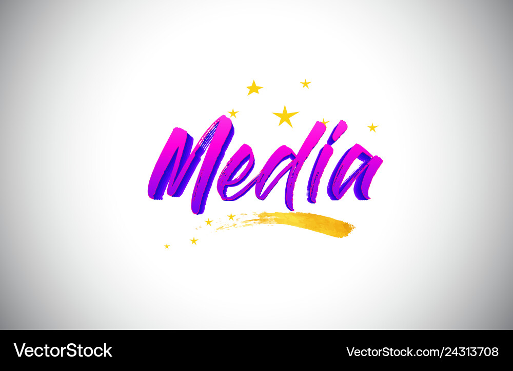 Media purple violet word text with handwritten Vector Image
