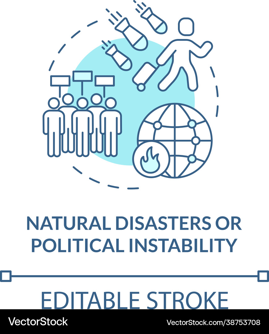Natural disasters or political instability blue Vector Image