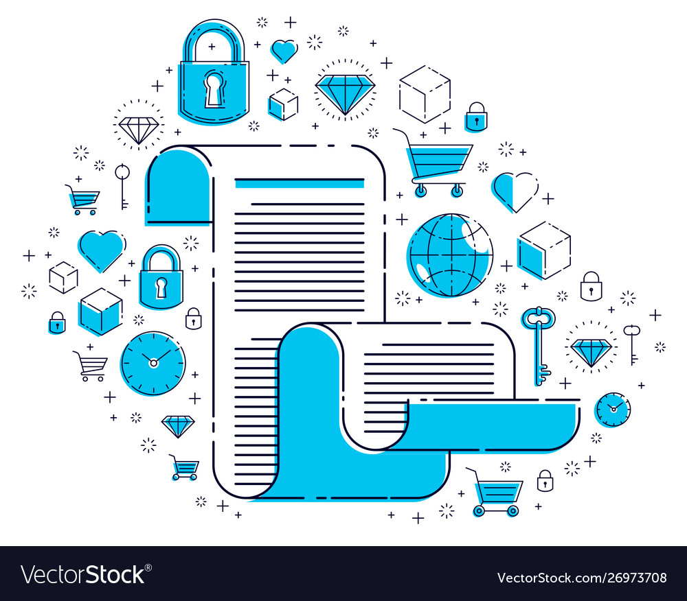 Paper document with icon set electronic Royalty Free Vector