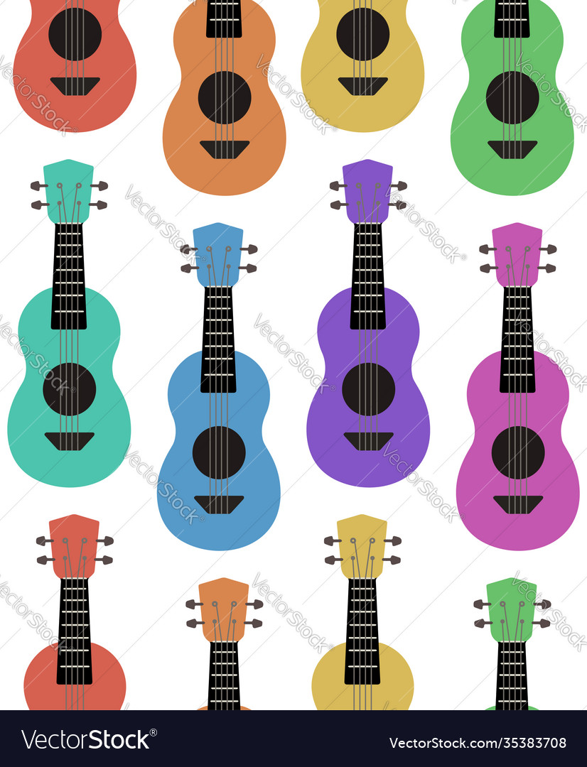 Seamless flat pattern with multi colored ukuleles Vector Image