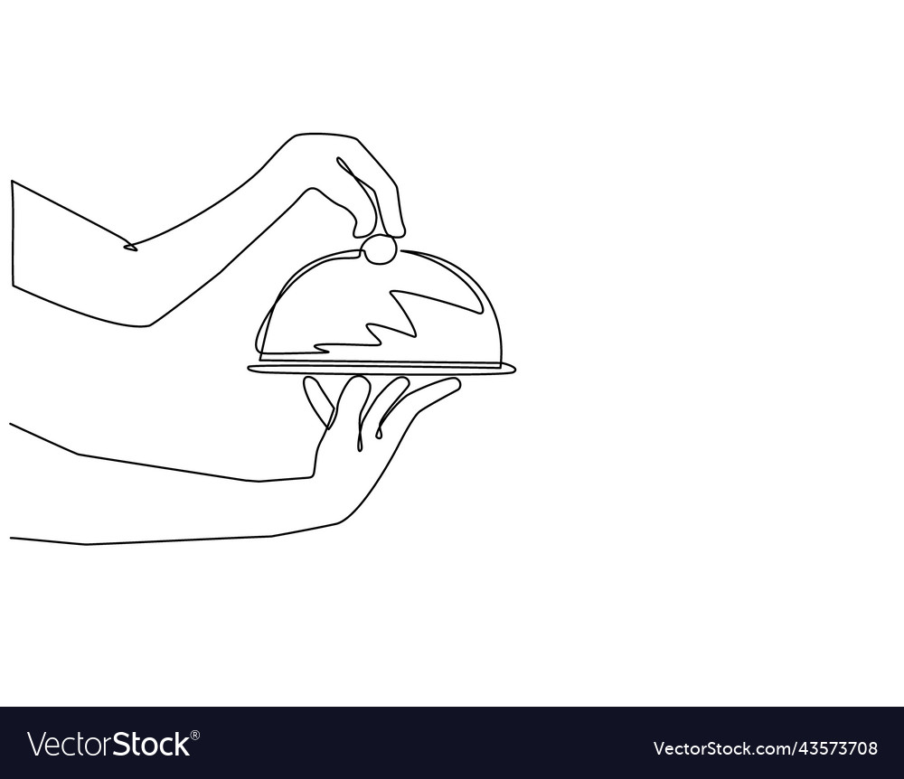 Single continuous line drawing hand holding Vector Image