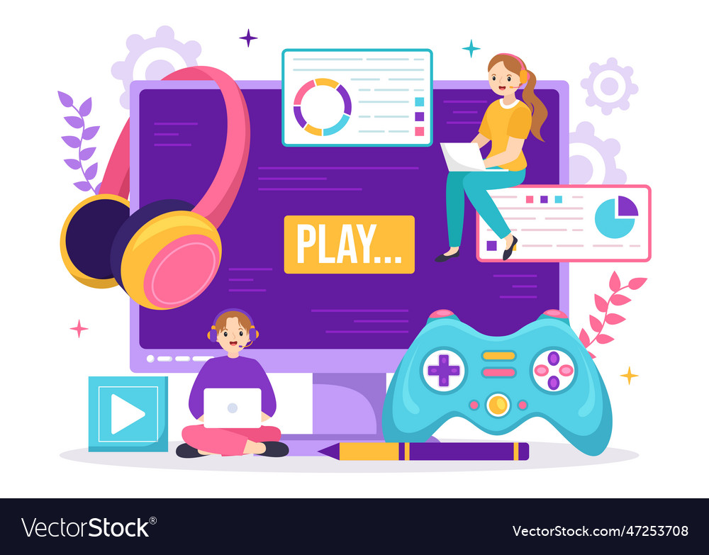 Video game development with games digital Vector Image