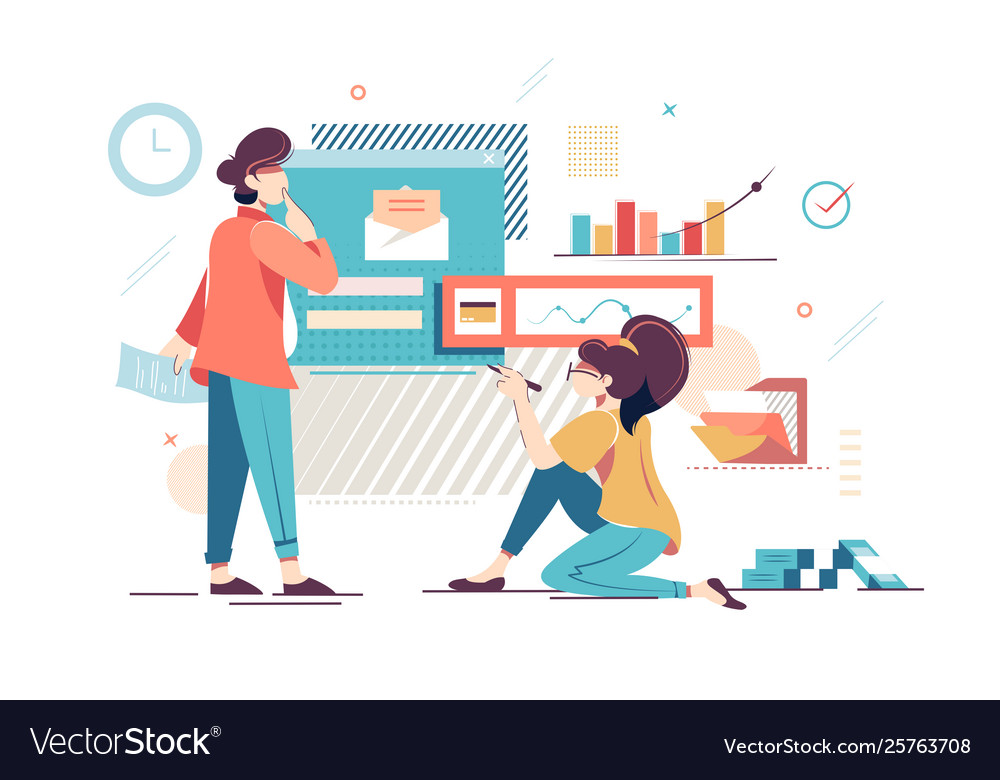 Young working process Royalty Free Vector Image
