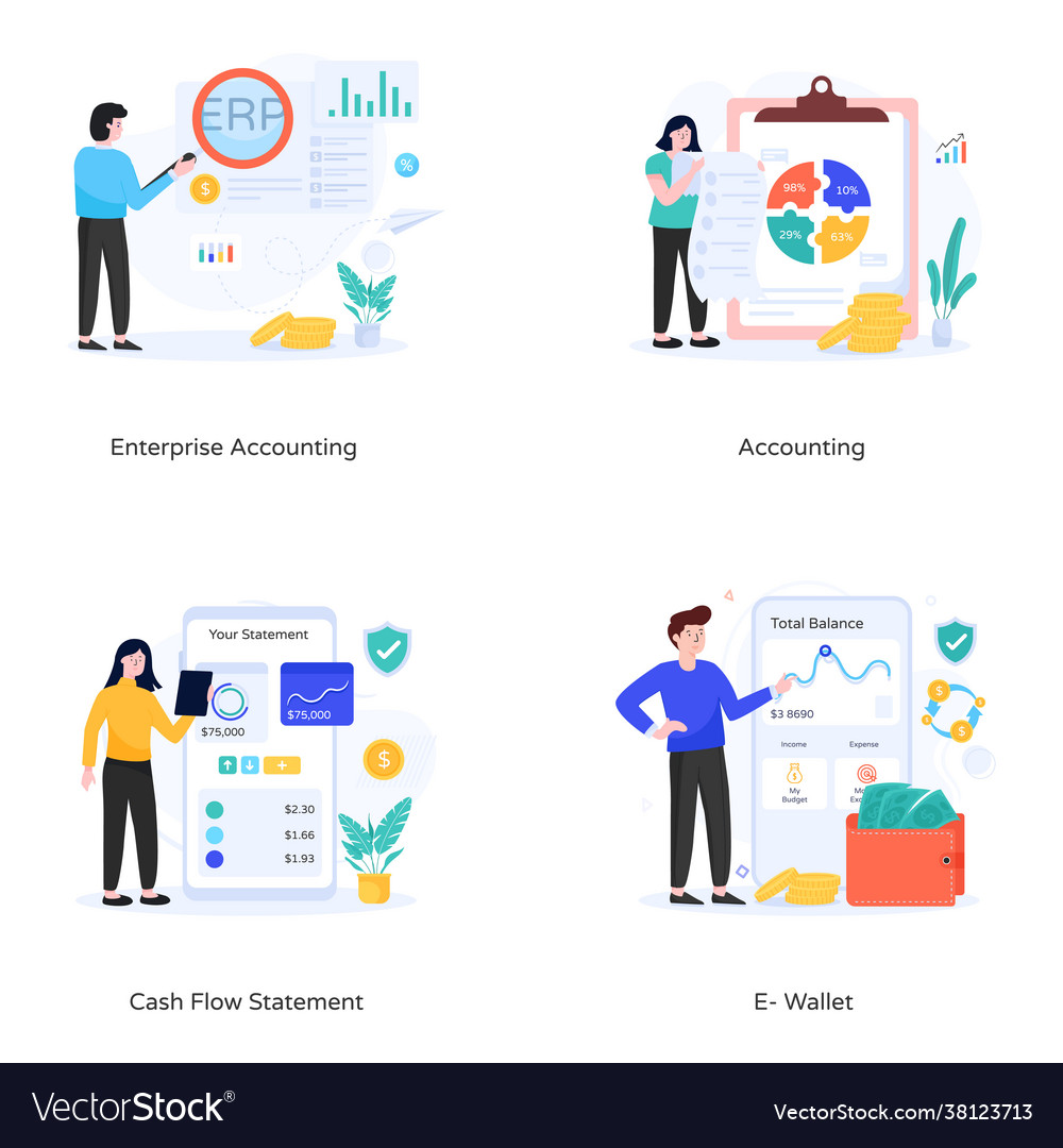 Accounting flat pack Royalty Free Vector Image