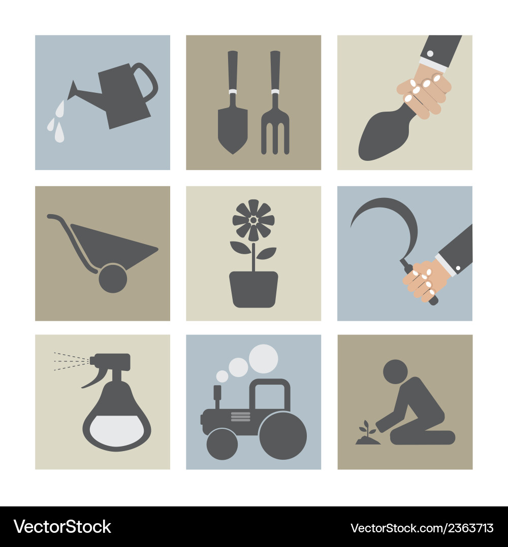 Agricultural equipment icons Royalty Free Vector Image