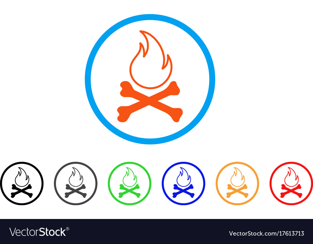 Bones hell fire rounded icon Royalty Free Vector Image