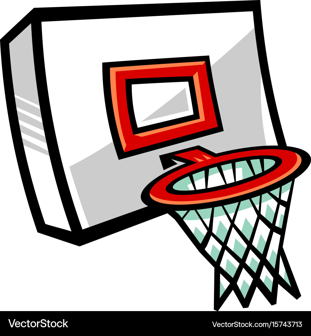 Cartoon basketball and net Royalty Free Vector Image