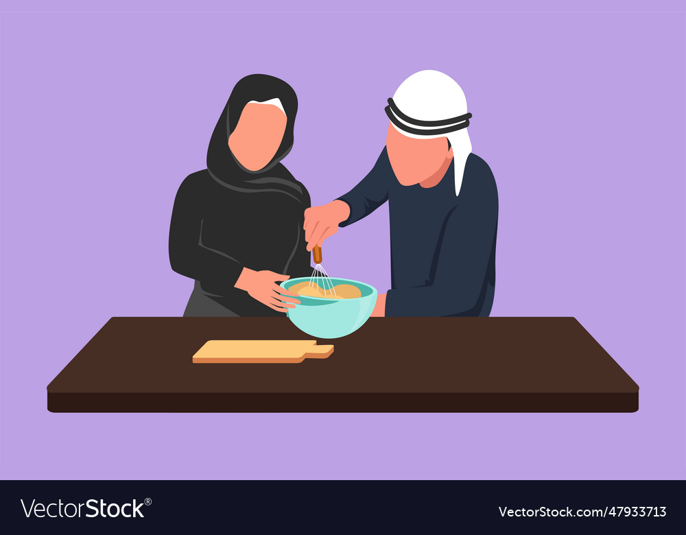 Character Flat Drawing Romantic Arab Couple Knead Vector Image