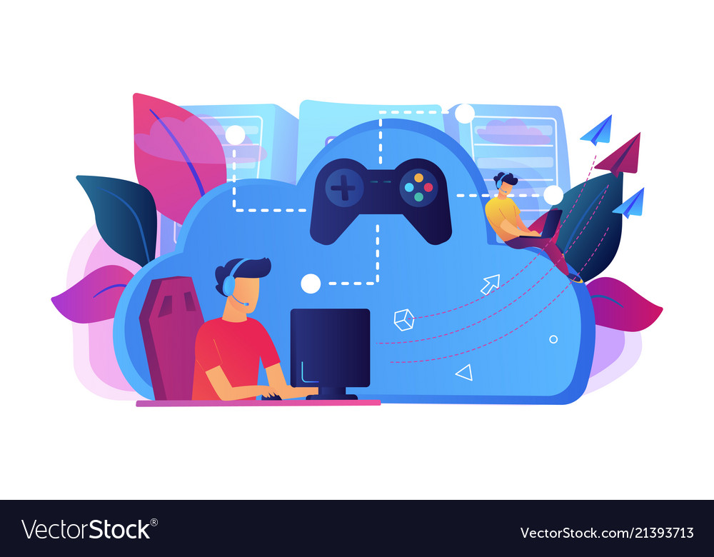 Cloud gaming concept Royalty Free Vector Image