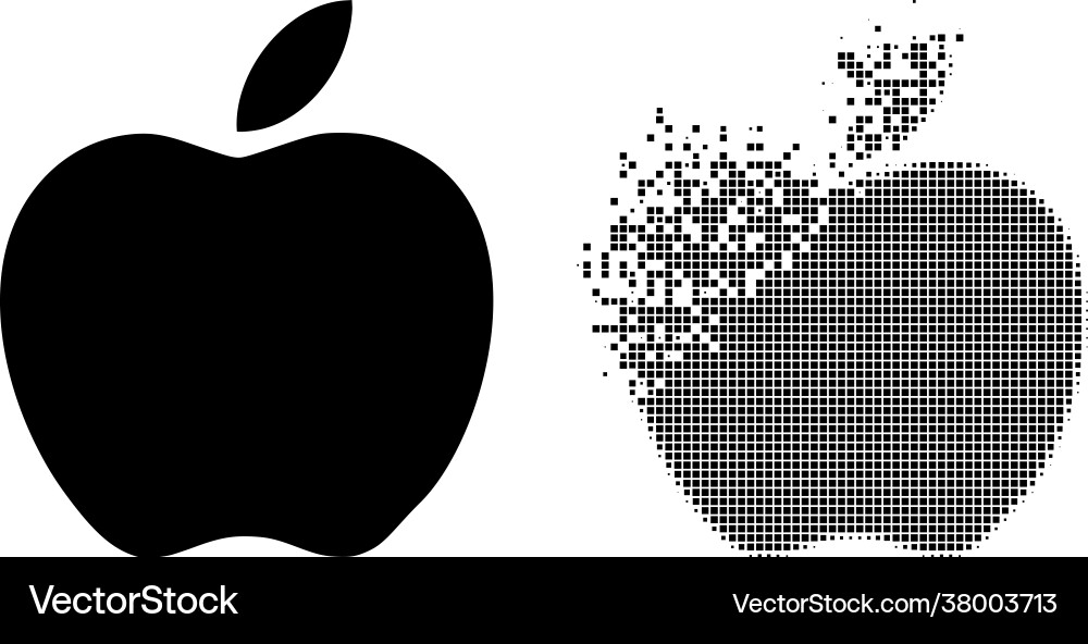 Dispersed dotted and original apple icon Vector Image