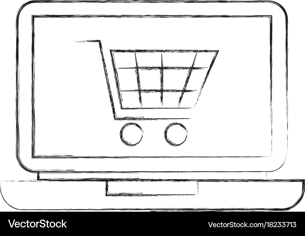 Laptop computer cart shopping online order Vector Image