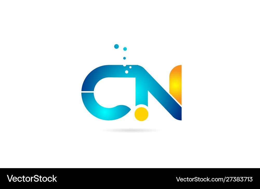 Letter combination cn c n orange blue alphabet Vector Image