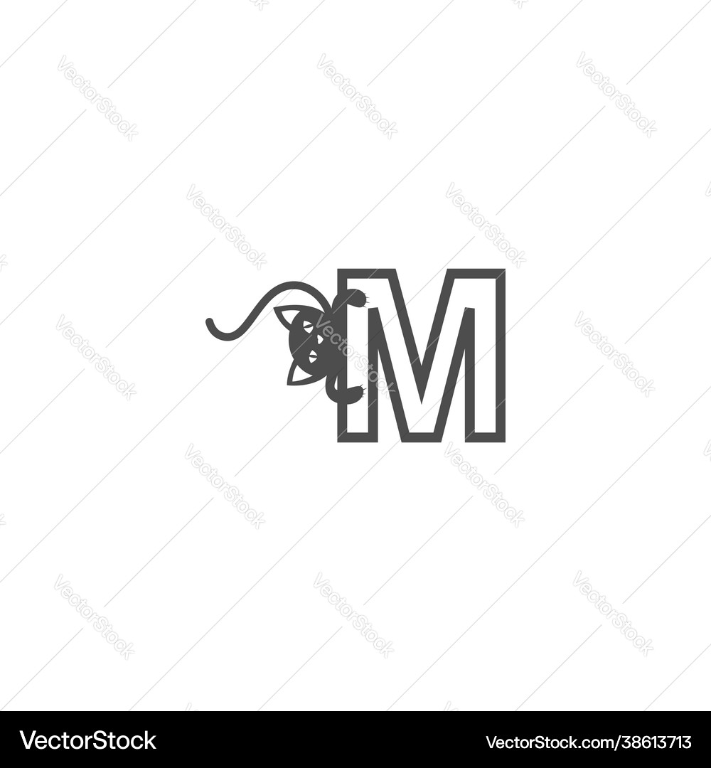 Letter m with black cat icon logo design template Vector Image