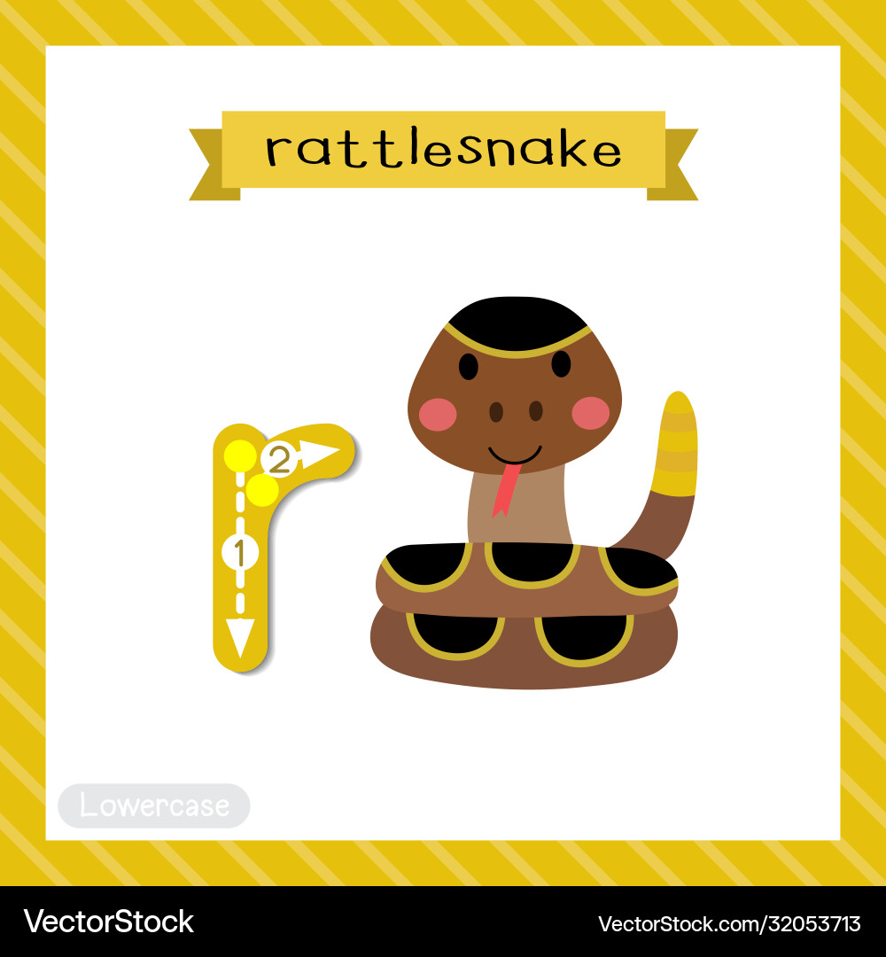Letter r lowercase tracing curled up rattlesnake Vector Image