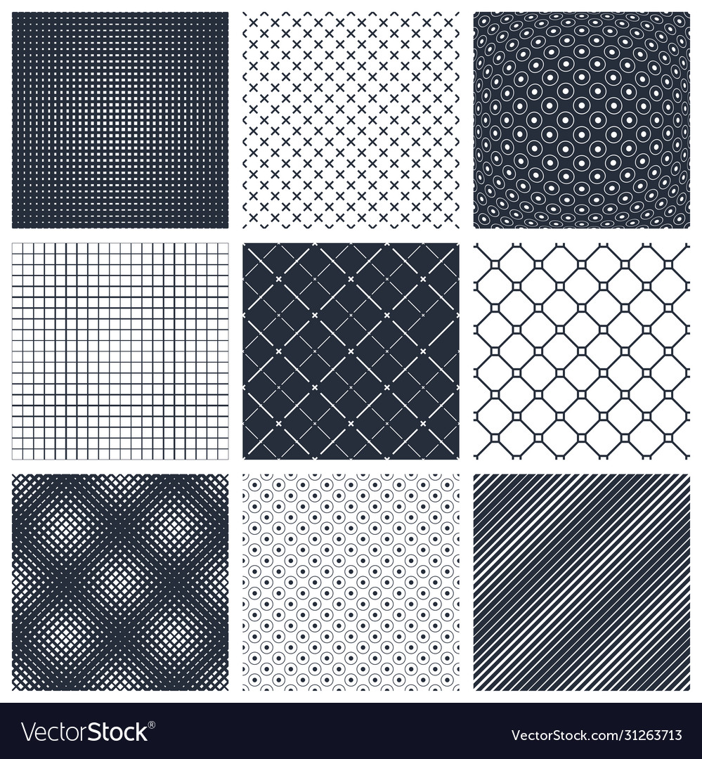 Minimal simple geometric seamless patterns set Vector Image