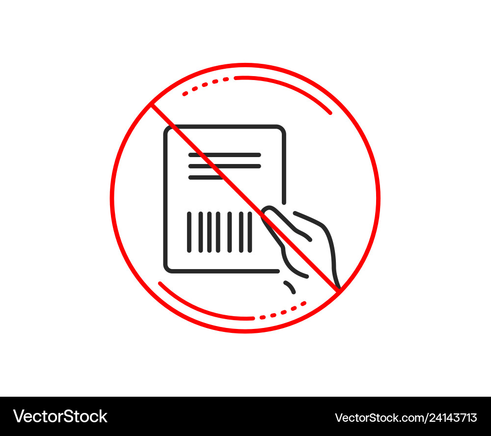 No or stop sign parcel invoice line icon delivery Vector Image