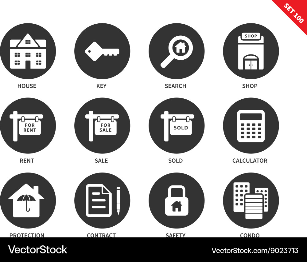 Real estate icons on white background Royalty Free Vector