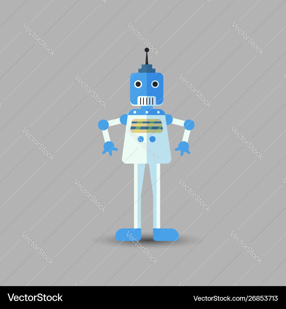 Retro vintage funny robot icon in flat Royalty Free Vector