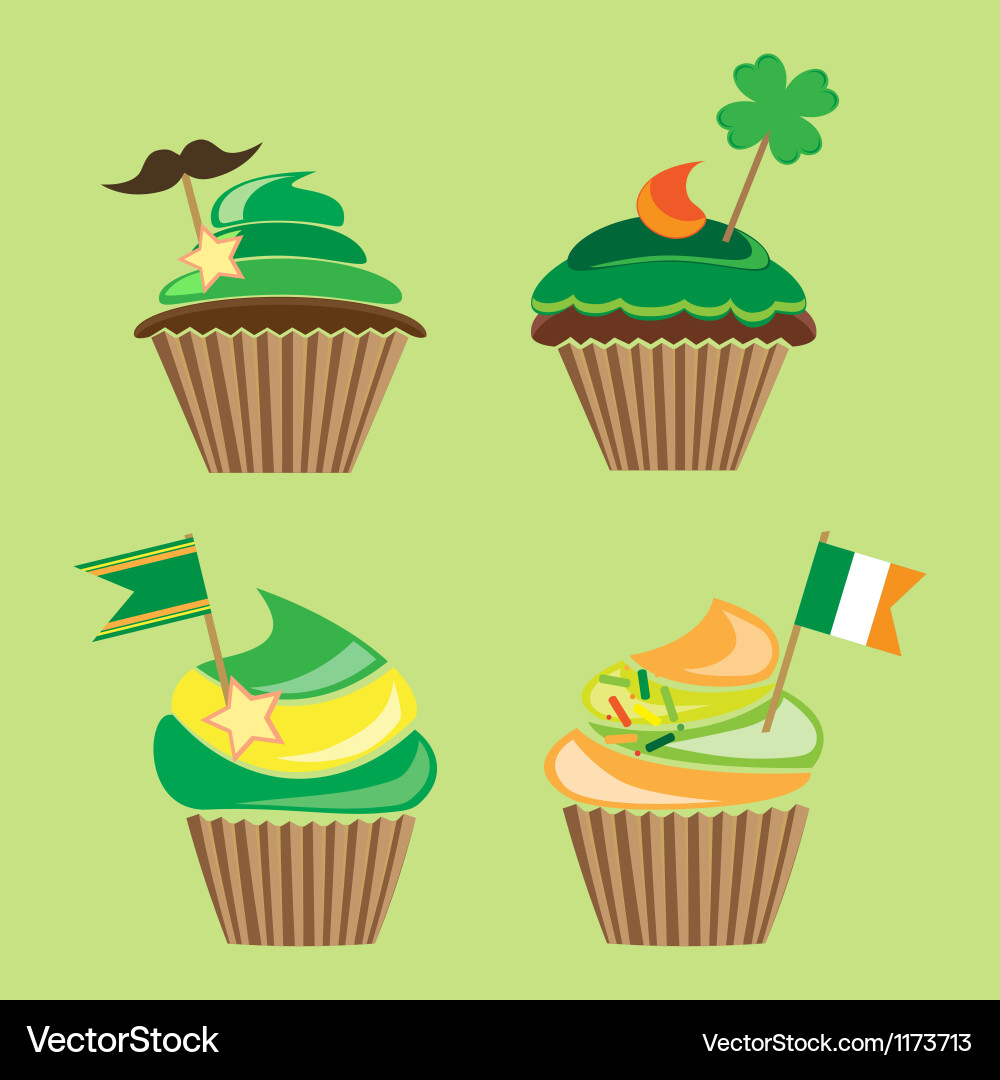 Set of cupcakes for stpatricks day Royalty Free Vector Image