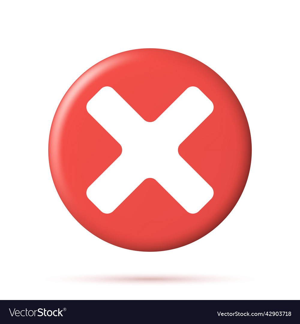 3d wrong button in circle shape Royalty Free Vector Image