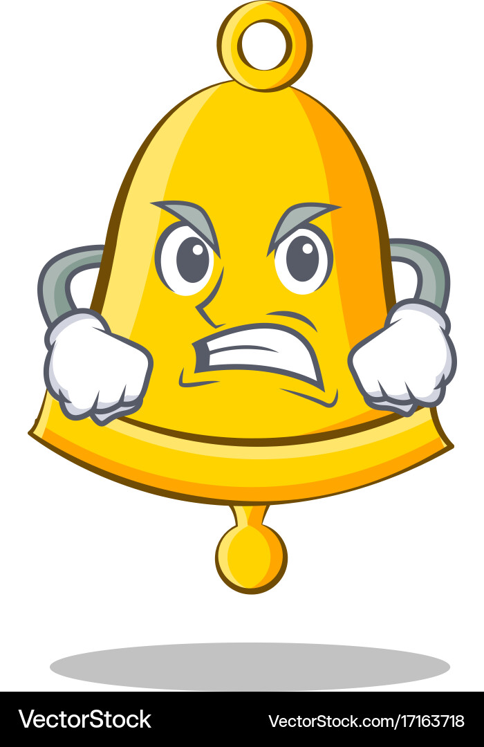 Angry school bell character cartoon Royalty Free Vector