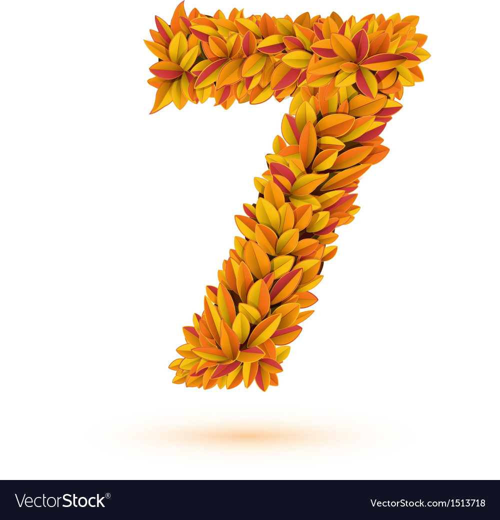 Autumn fall bright orange leaves number Royalty Free Vector
