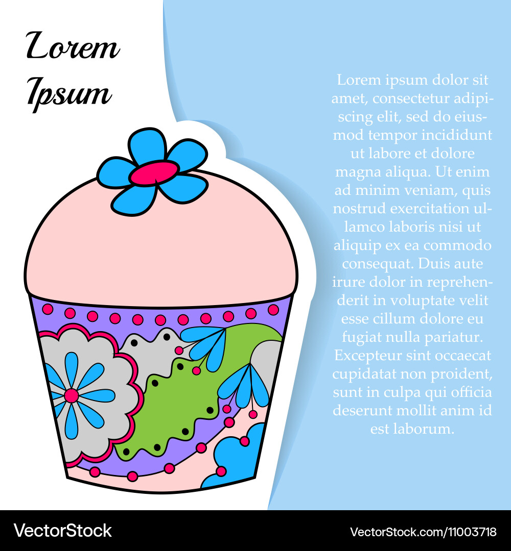 Background with cupcake on paper and place Vector Image