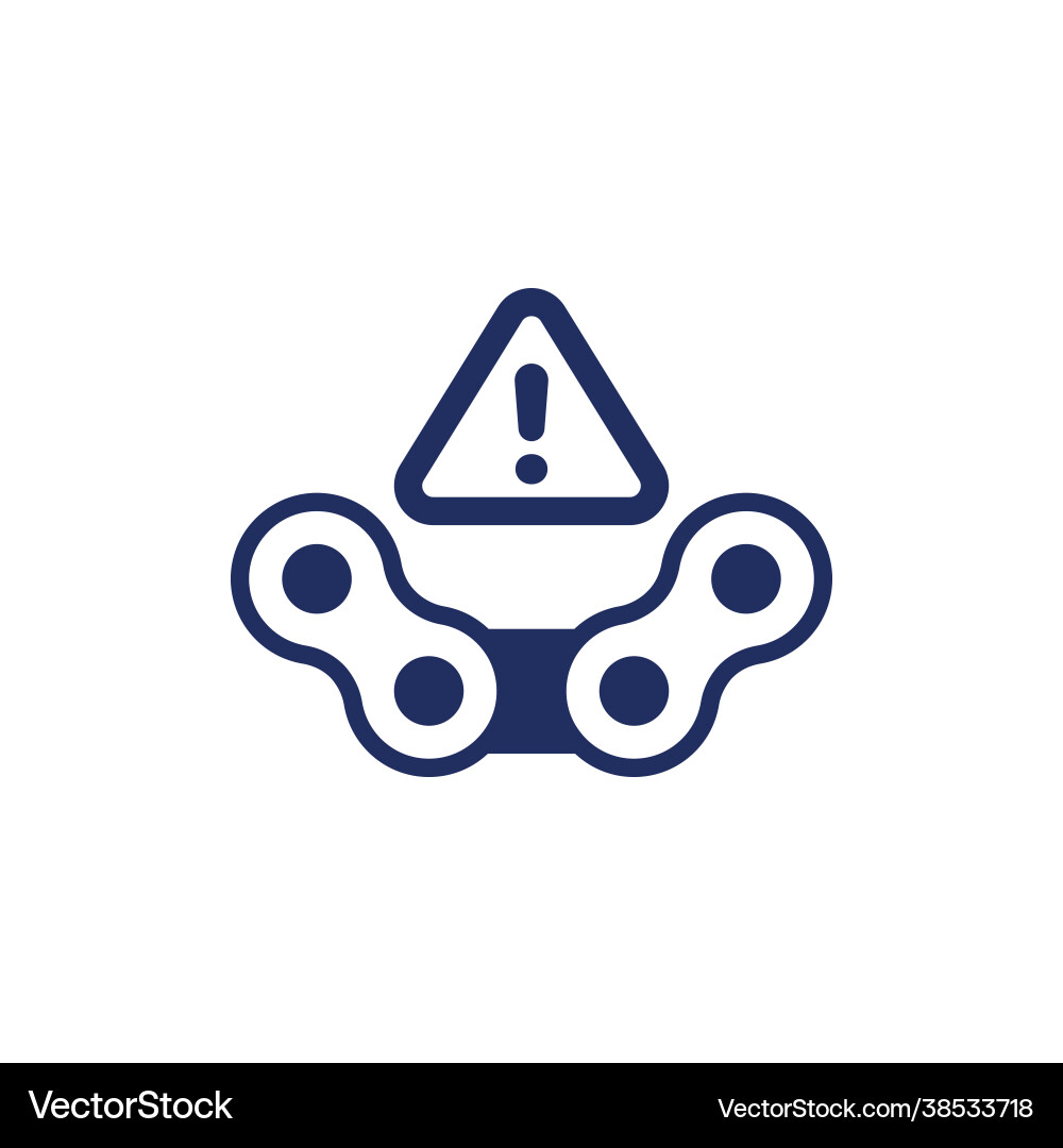 Bike chain and warning icon Royalty Free Vector Image