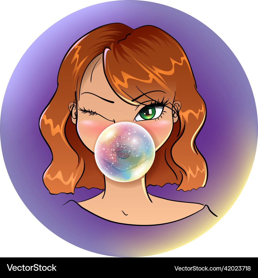 Bubble wink girl character Royalty Free Vector Image