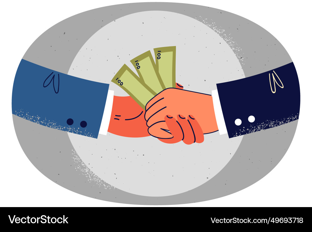 Businesspeople shake hands exchange money Vector Image