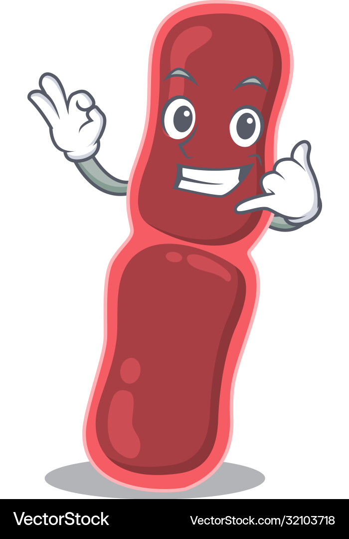 Cartoon design bacillus bacteria with call me Vector Image