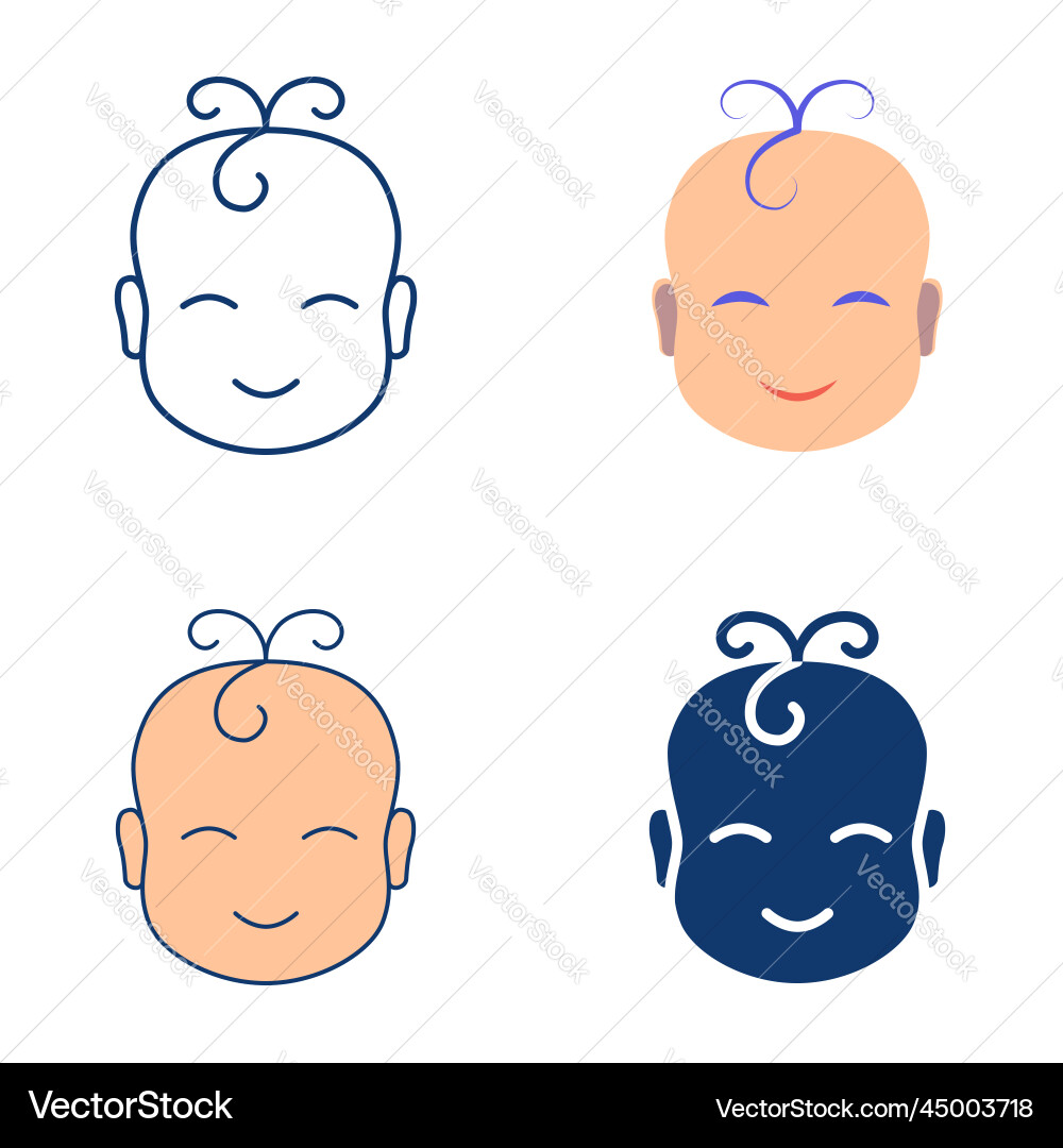 Child face icon set in flat and line style Vector Image