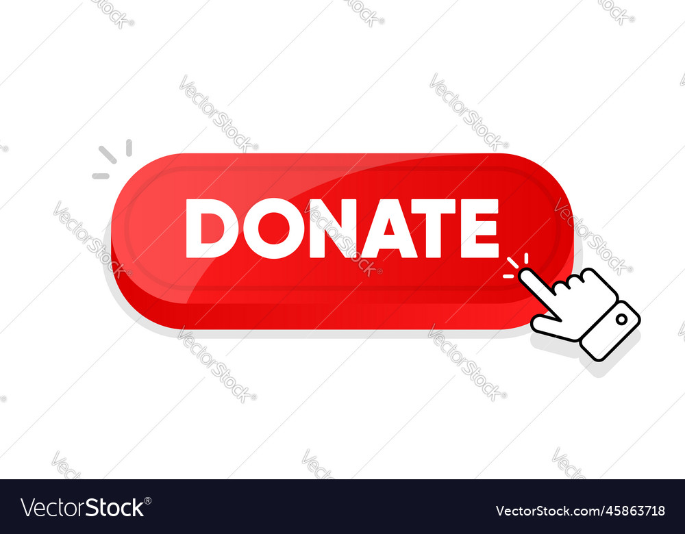 Donate 3d button red button for donations Vector Image